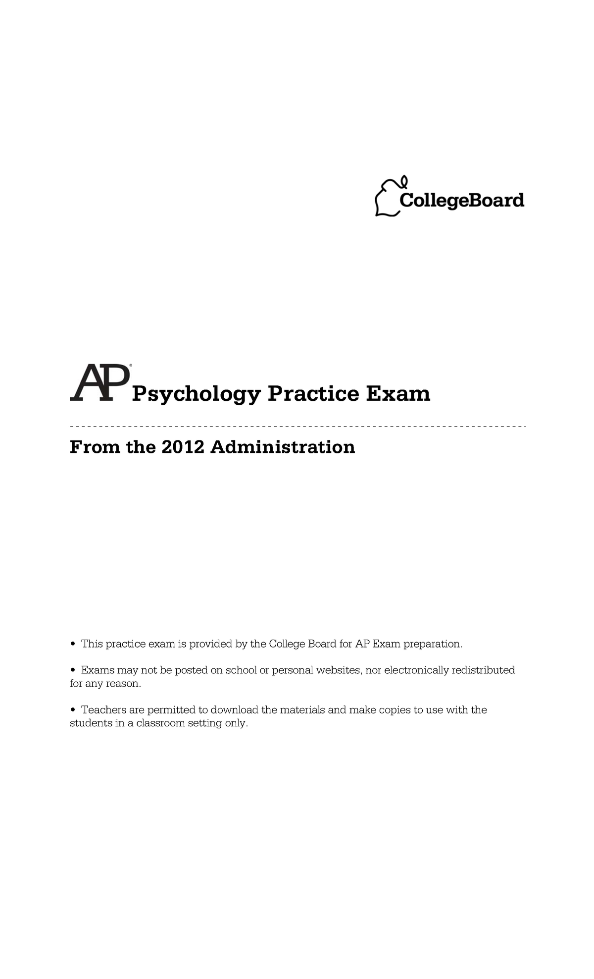 Ap-psychology-practice-exam-2012 2 - Psychology Practice Exam From the ...