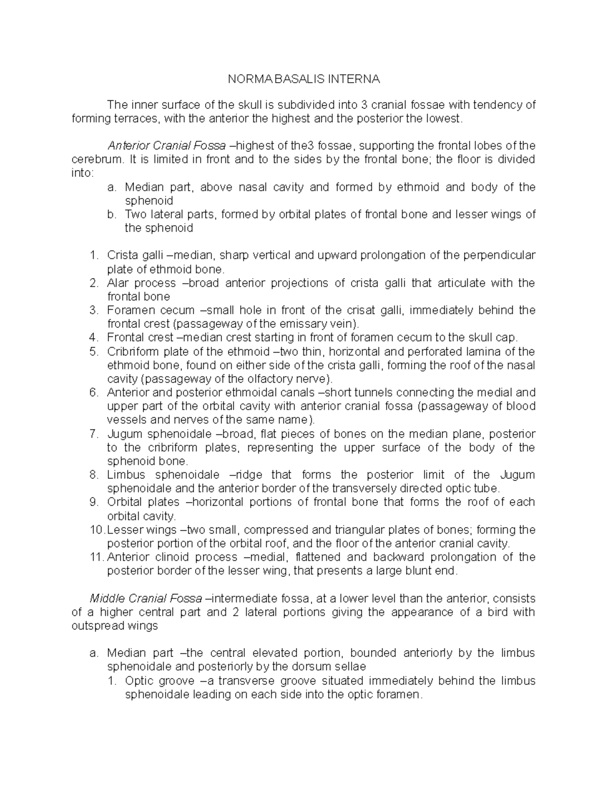 Norma- Basalis- Interna - NORMA BASALIS INTERNA The inner surface of ...