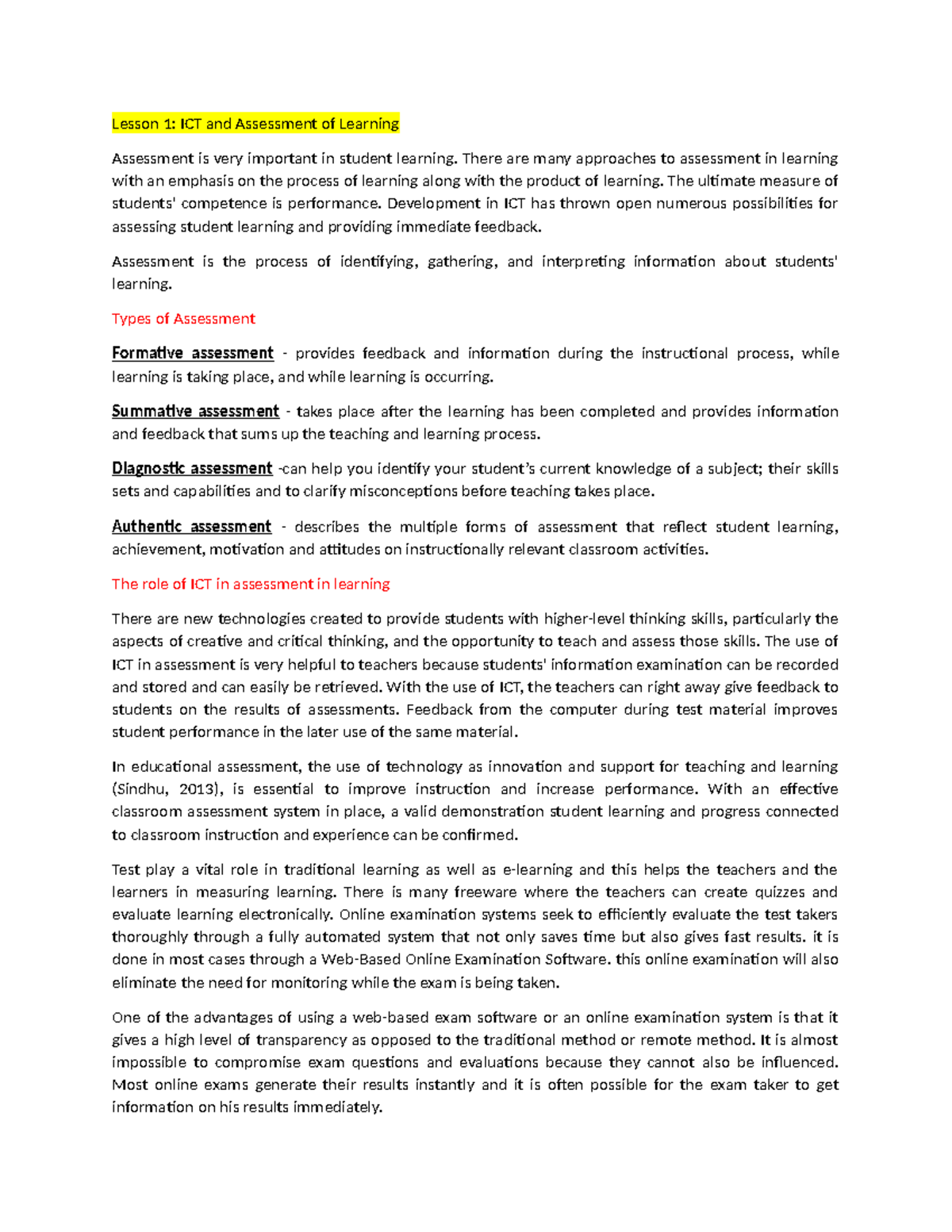 Tlear 1 Module 6 - Finals - Lesson 1: ICT and Assessment of Learning ...