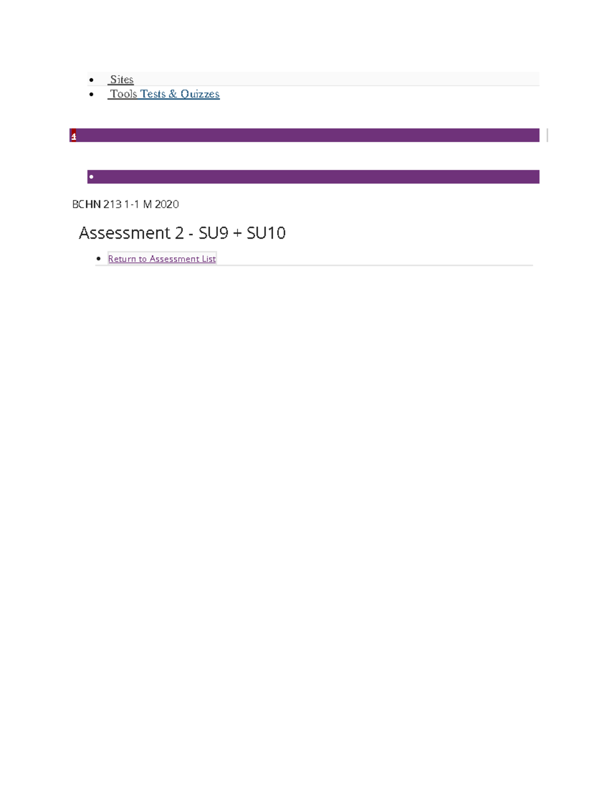 Bchn Tests 2020 - Test memo - • Sites • Tools Tests & Quizzes 4 • BCHN ...