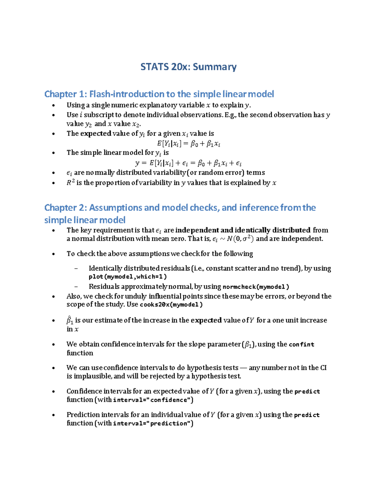 Summary Sheet for 1 - STATS 20x: Summary Chapter 1: Flash-introduction ...