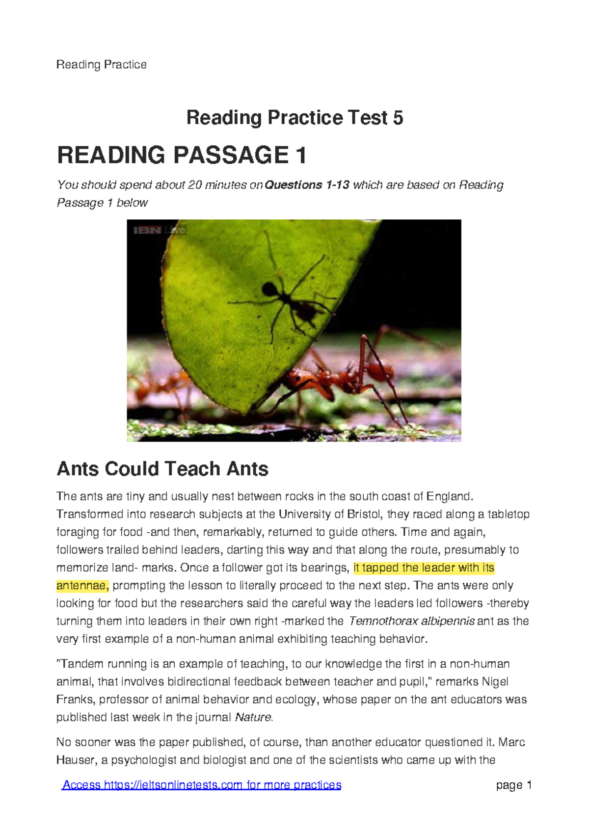 Readingpracticetest 5 v9 335 trang 1 13 - Reading Practice READING ...