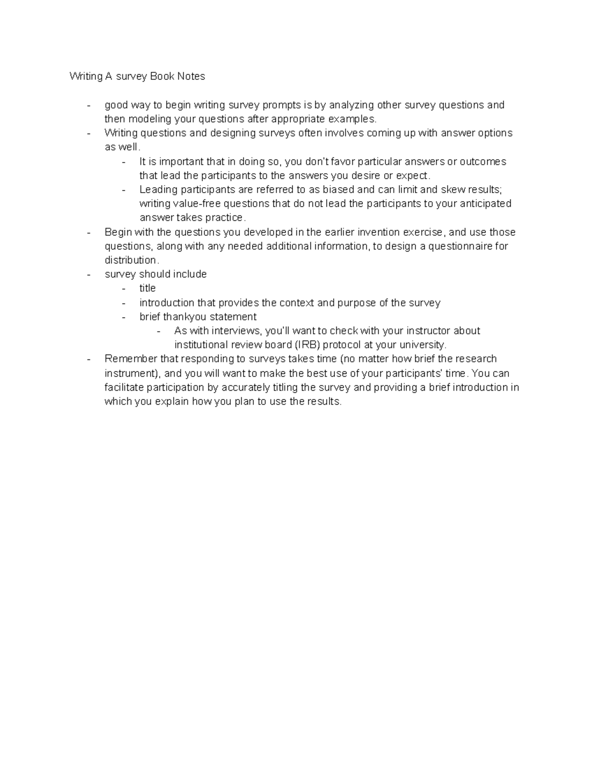 Writing A survey Book Notes - Writing A survey Book Notes good way to ...