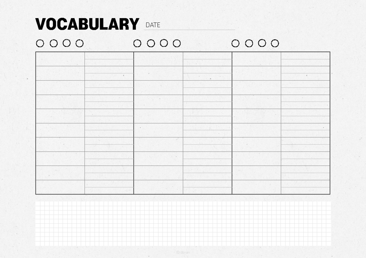 Goodnotes vocabulary paper - English - VOCABULARY DATE 0000 OOOO OOOO ...