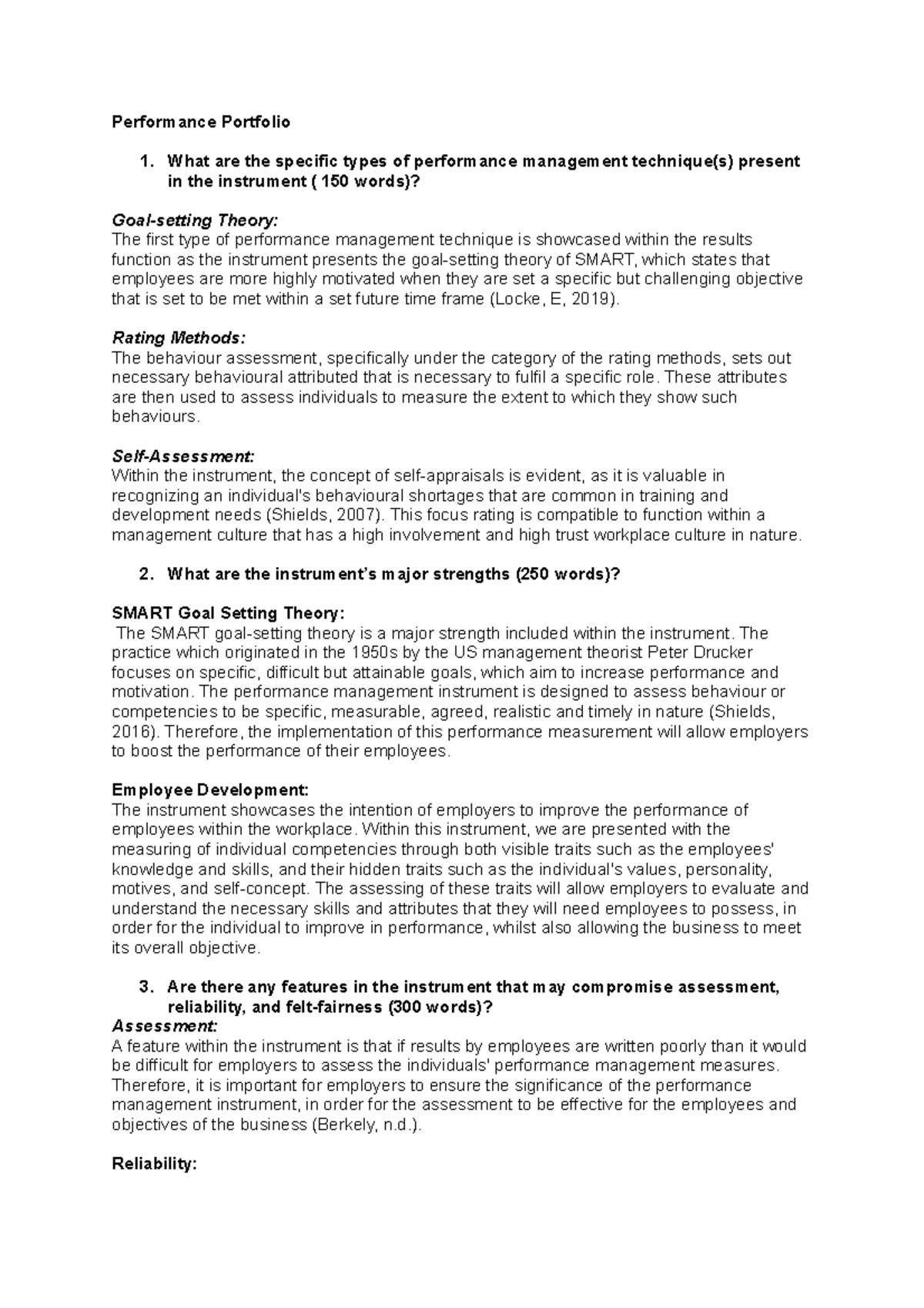 Performance Portfolio A1 - Performance Portfolio What are the specific ...