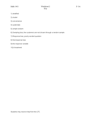 MATH 1401 final exam - FINAL EXAM MATH 1401, Elementary Statistics Dr ...