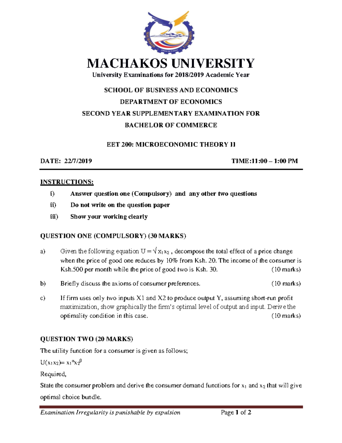 EET 200 Supplementary - A past paper for revision purposes ...