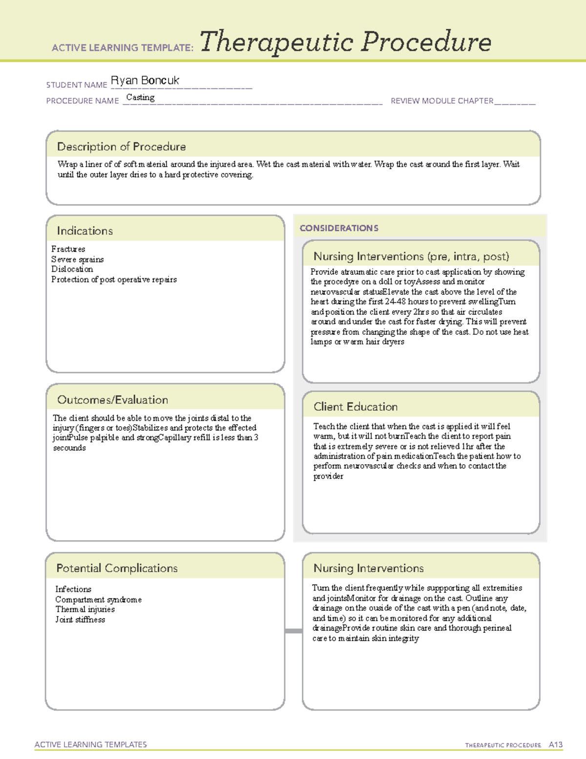 Casting - ATI Template - ACTIVE LEARNING TEMPLATES TherapeuTic ...