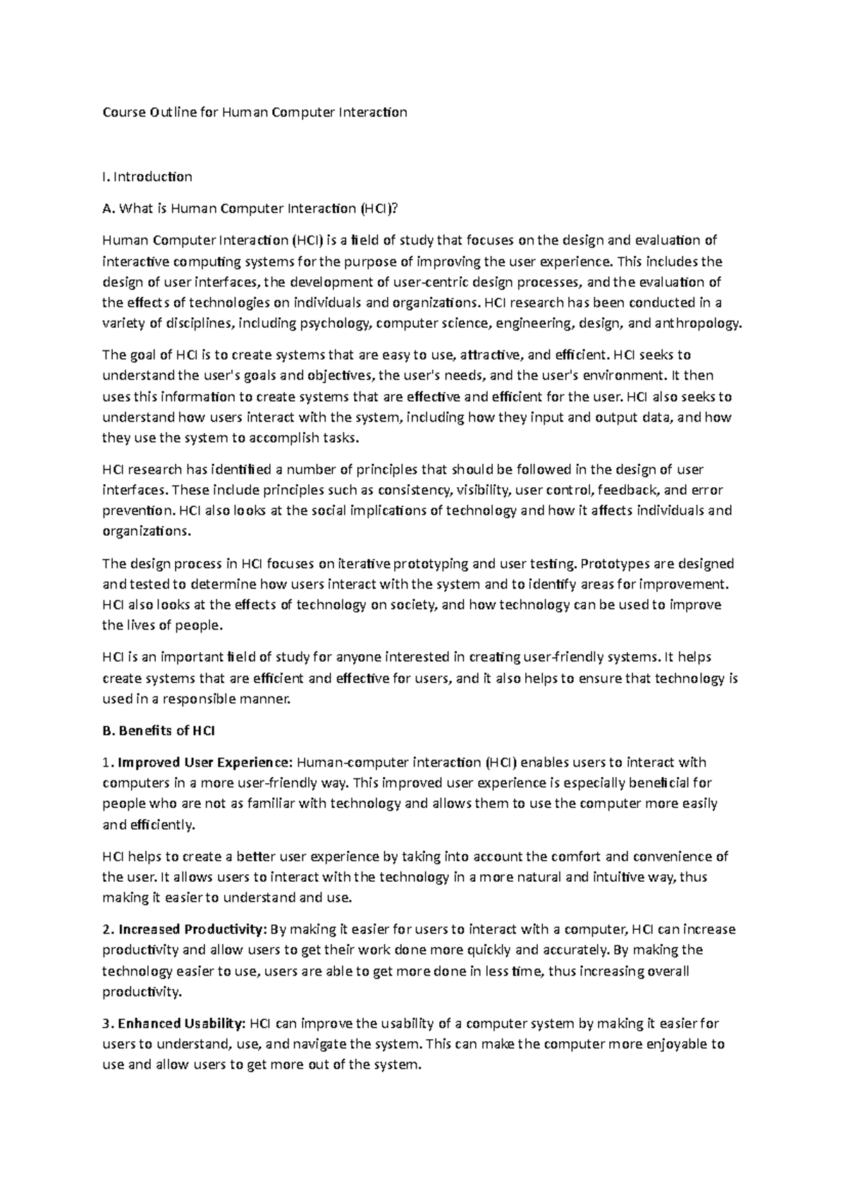 Human Computer Interaction - Introduction A. What is Human Computer ...