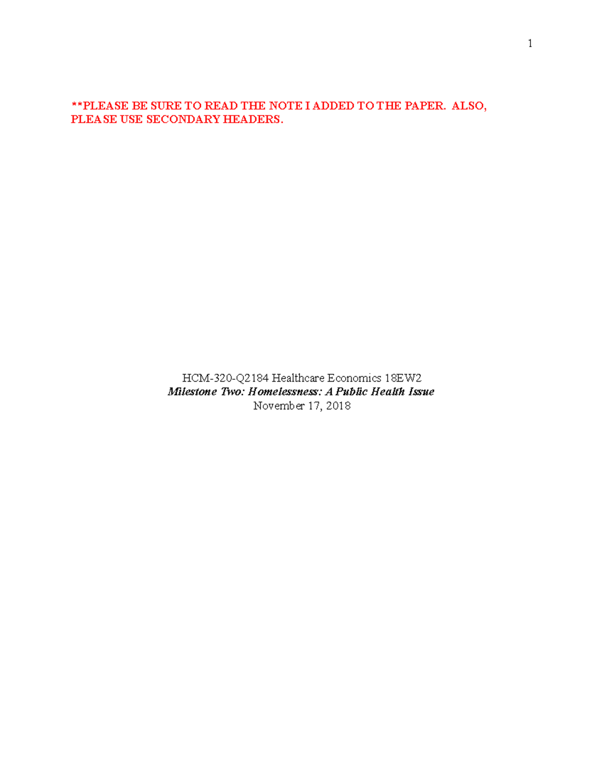 Milestone Two Example - **PLEASE BE SURE TO READ THE NOTE I ADDED TO ...