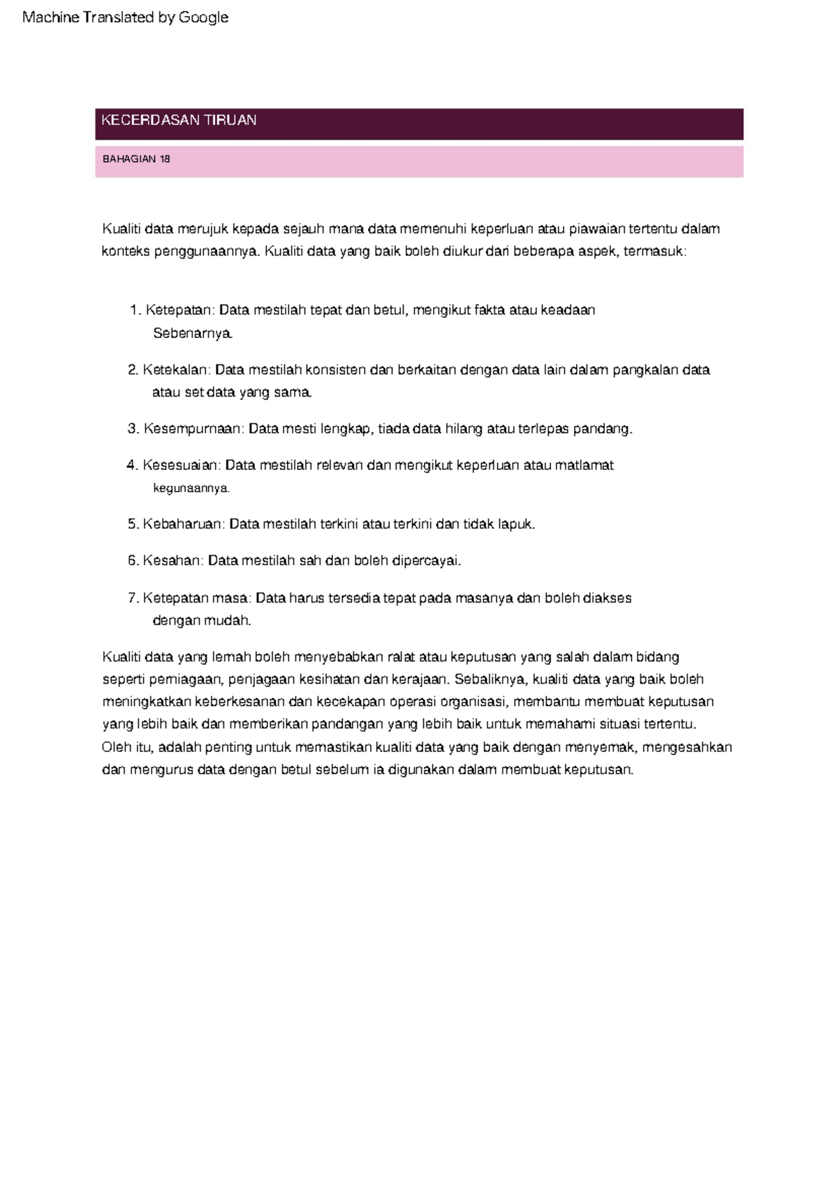 Kecerdasan Buatan Part 18 Kualitas Data - BAHAGIAN 18 Ketekalan: Data ...