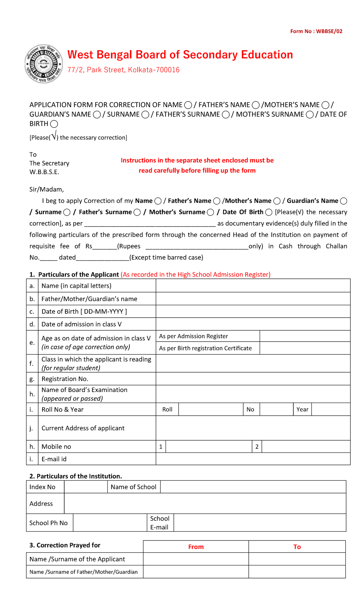 Correction Form - Lecture notes 2 - West Bengal Board of Secondary ...