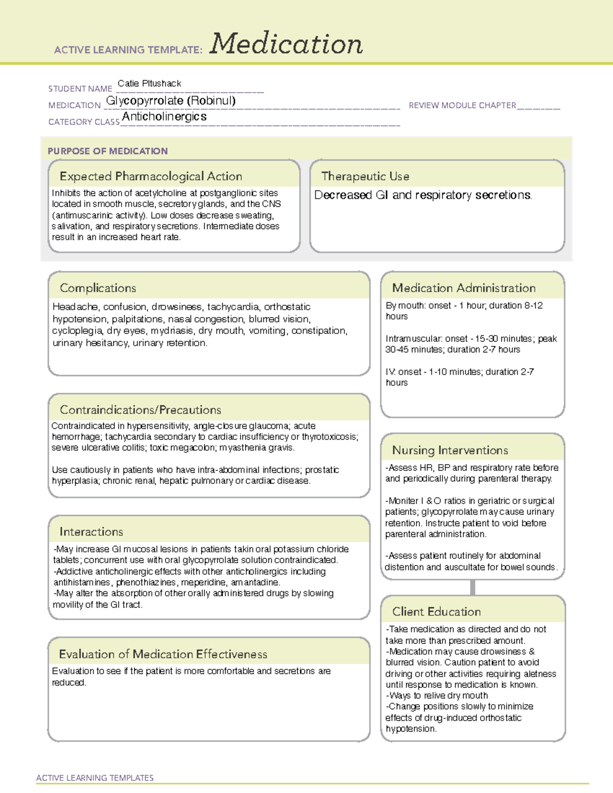 Glycopyrrolate - Provides a medication template to help with exams ...