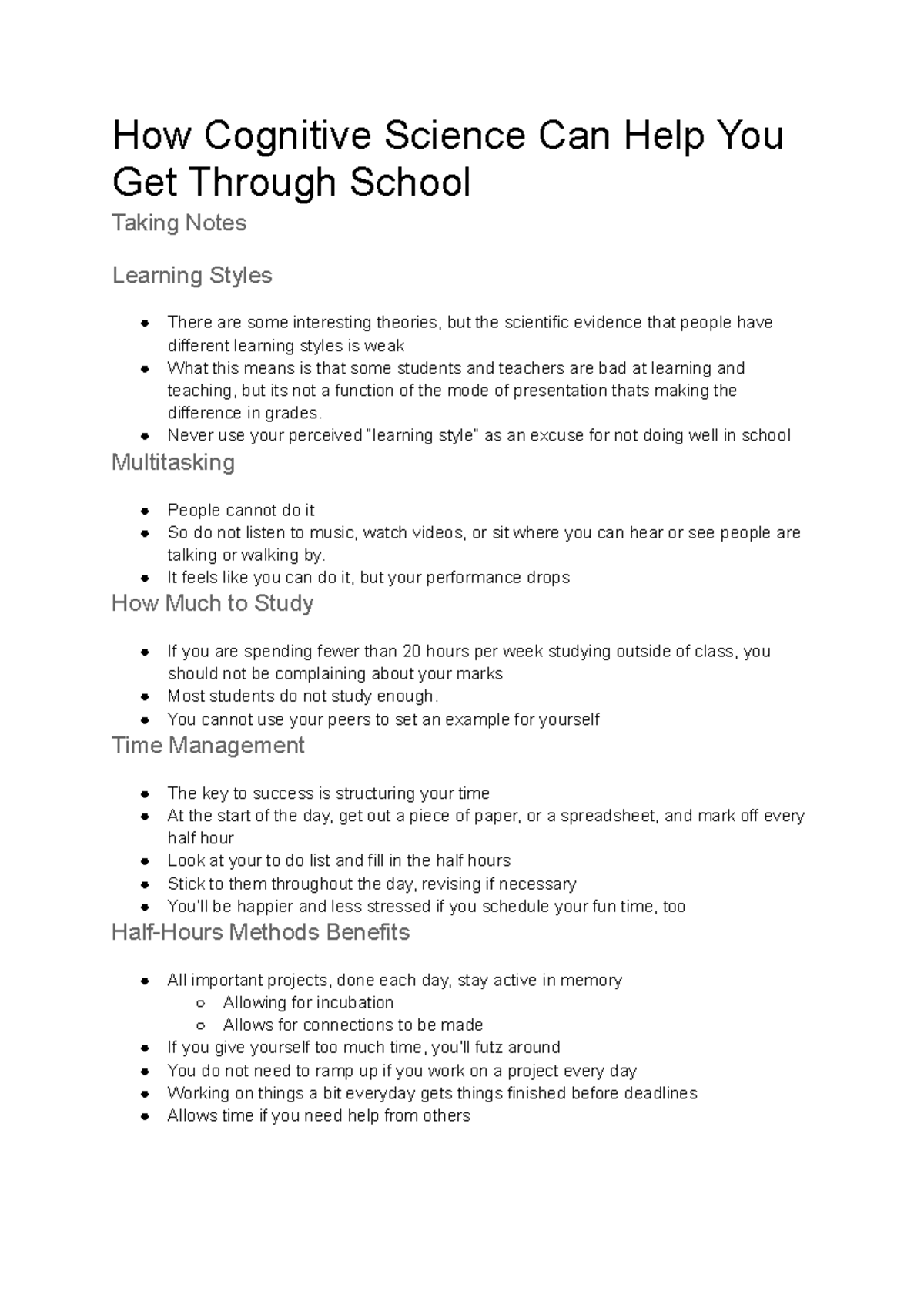 CGSC 1001 - How Cognitive Science Can Help You Get Through School - How Cognitive Science Can ...