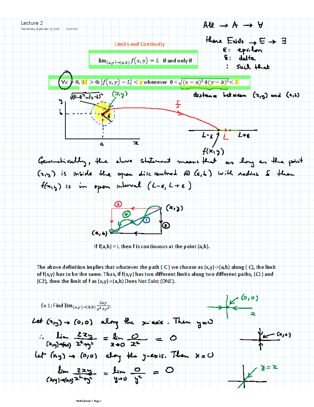 Lecture Note 2 Calculus 2402ab Limits And Continuity If And Only If Whenever 0
