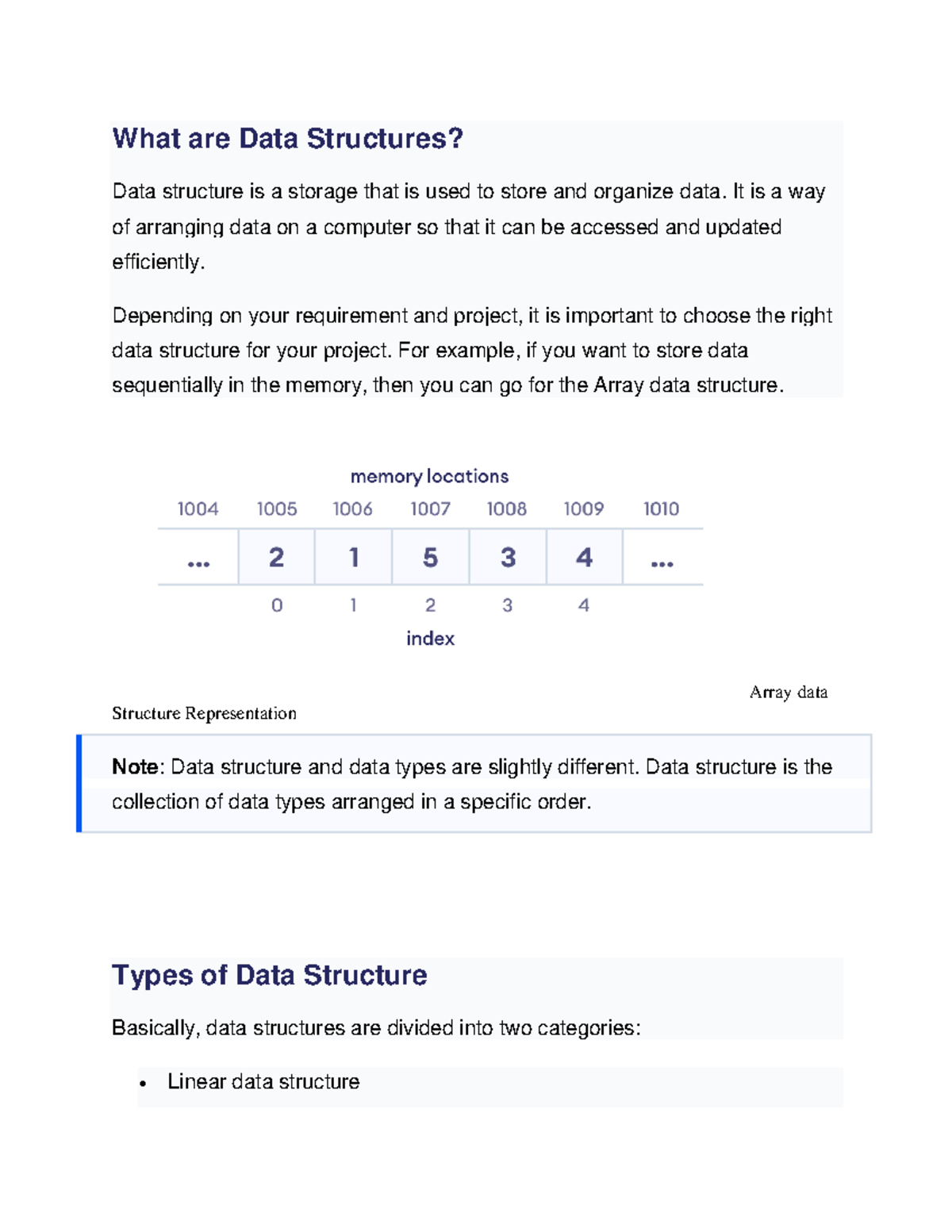 Data Strcuture 1 - BCA notes of data Structure - What are Data ...