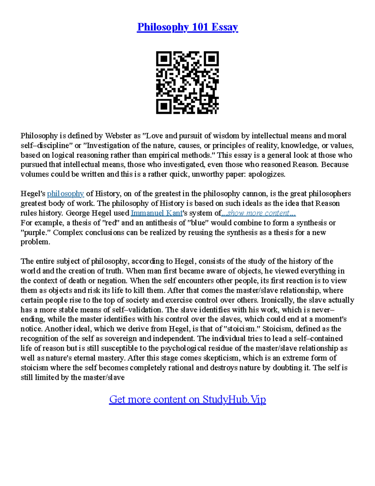 101 Essay Topics - Philosophy 101 Essay Philosophy is defined by ...