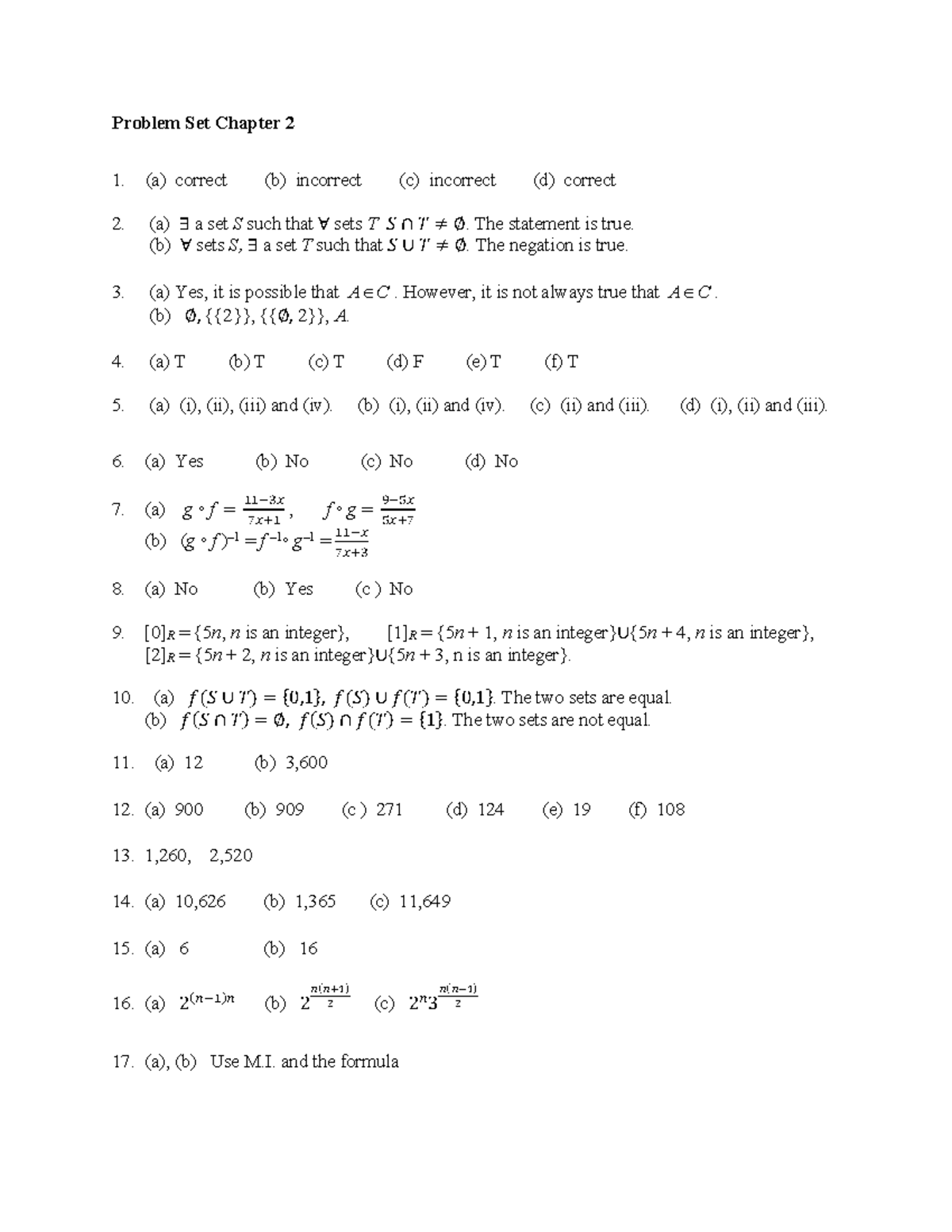 Problem Set 2 Solution - Refer to title - Problem Set Chapter 2 (a ...