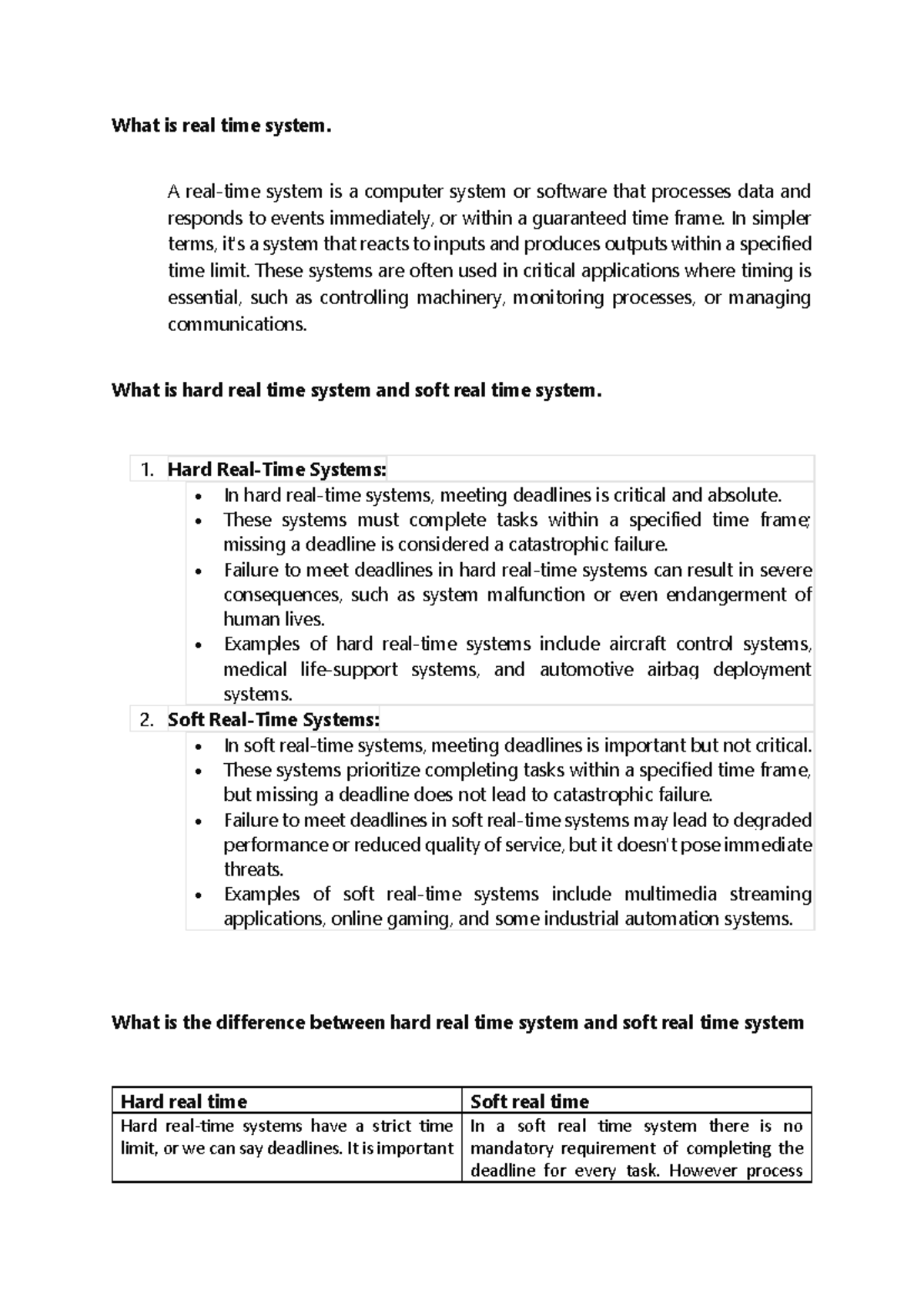 Rts notes 1 - What is real time system. A real-time system is a ...