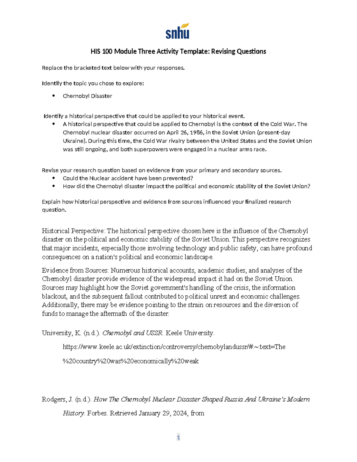 HIS 100 Module Three Activity Revising Nicole - HIS 100 Module Three ...