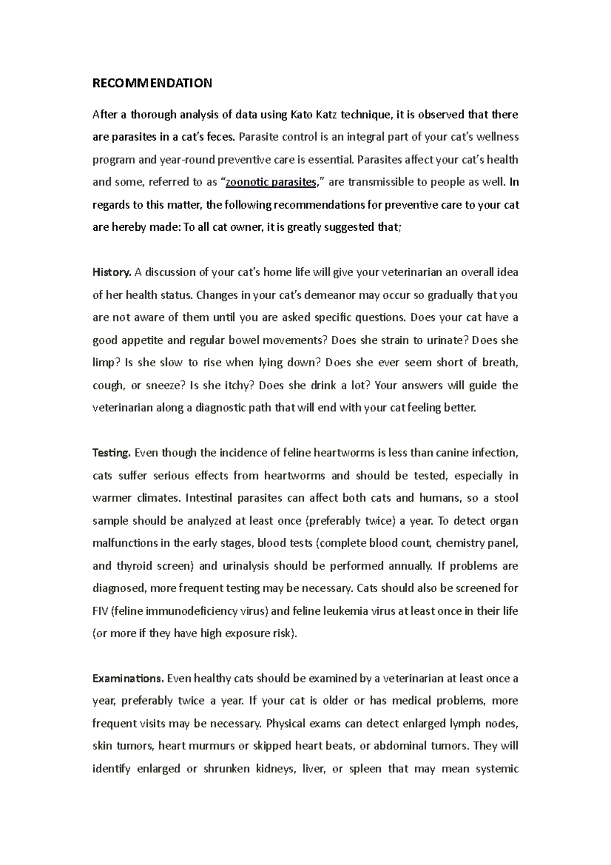 Recommendation - Just a piece of paper - RECOMMENDATION After a ...