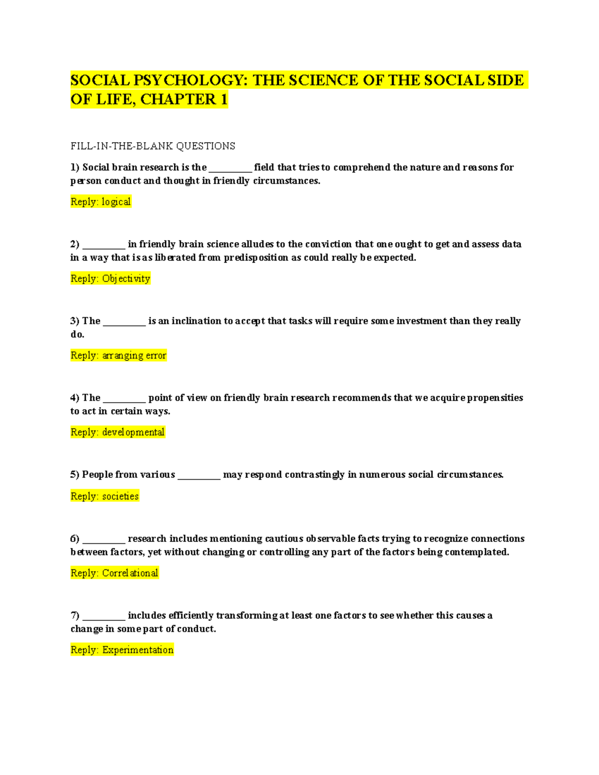 THE Science OF THE Social SIDE OF LIFE, Chapter 1 - SOCIAL PSYCHOLOGY ...