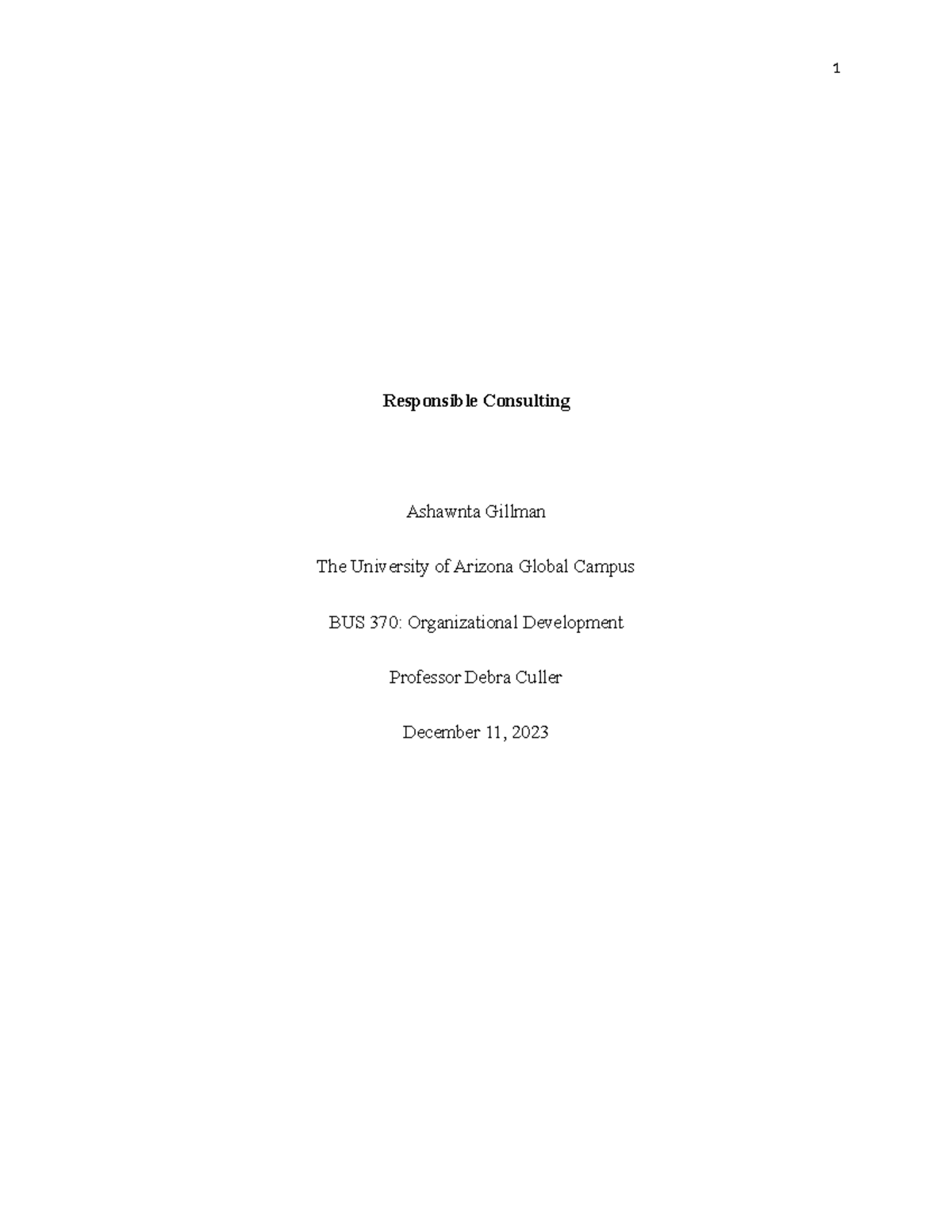 Responsible Consulting-Week 2 Assignment - Responsible Consulting ...