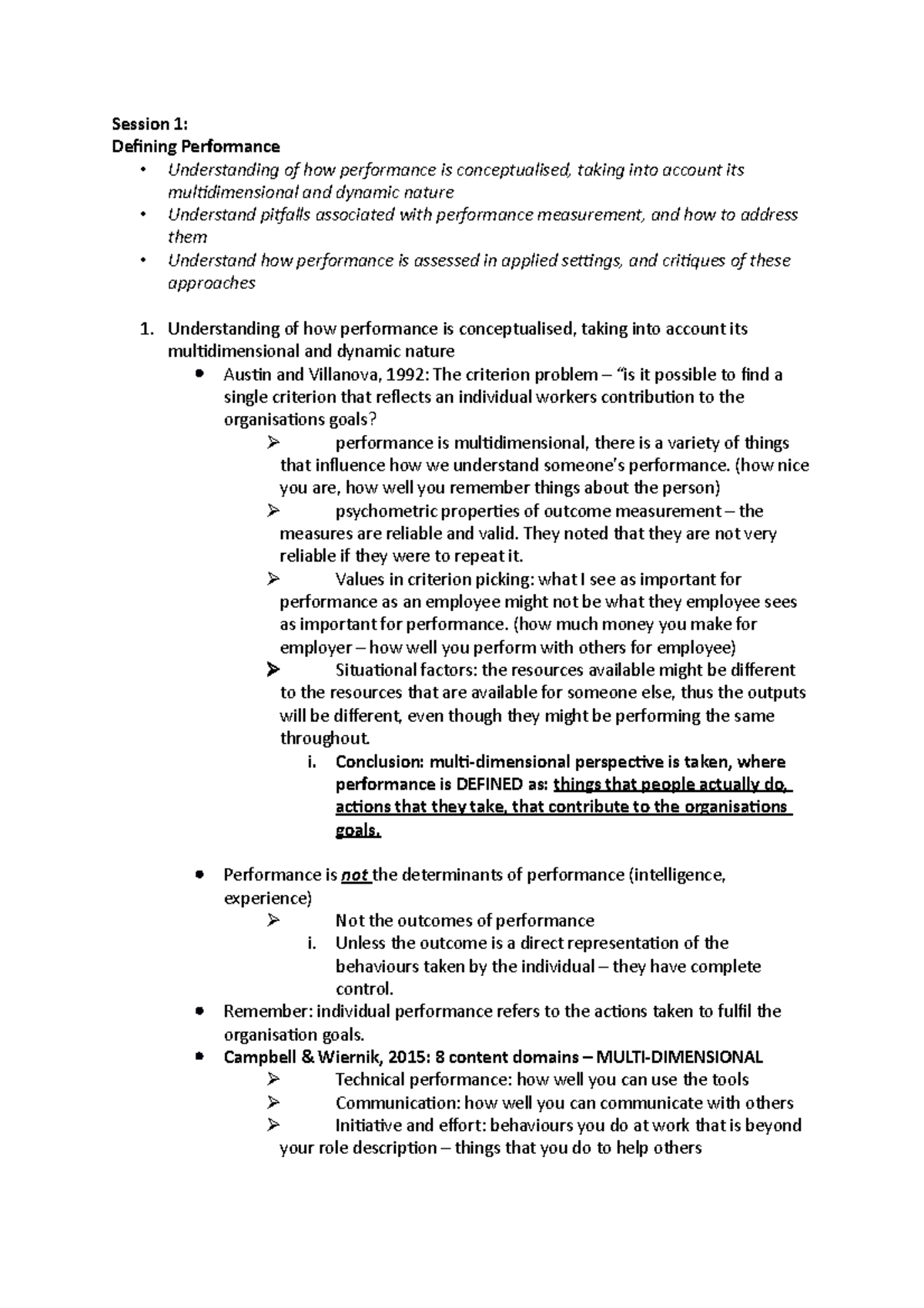 Upload - summary of lecture one for PSY391 exam - Session 1: Defining ...