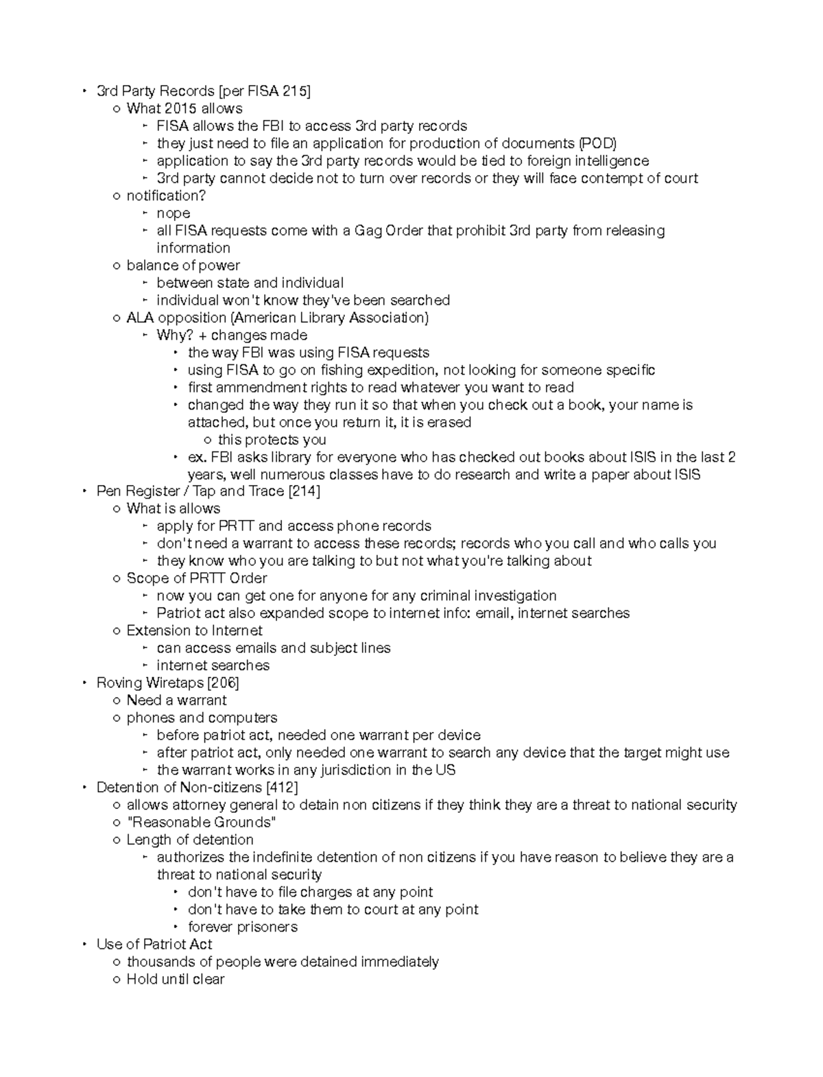 CJ Lecture 8-30 - 3rd Party Records [per FISA 215] " çWhat 2015 allows ...