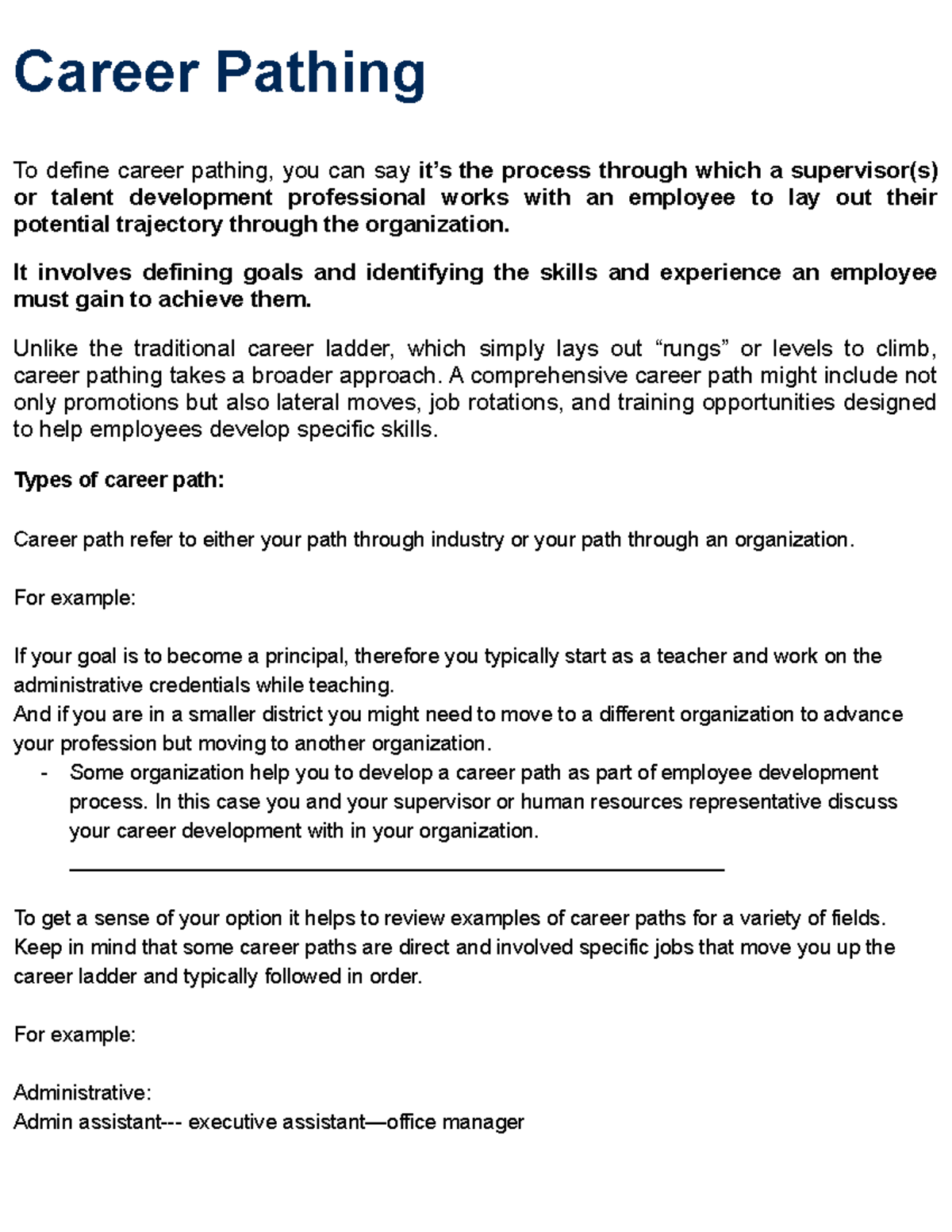 Career Pathing - It involves defining goals and identifying the skills ...