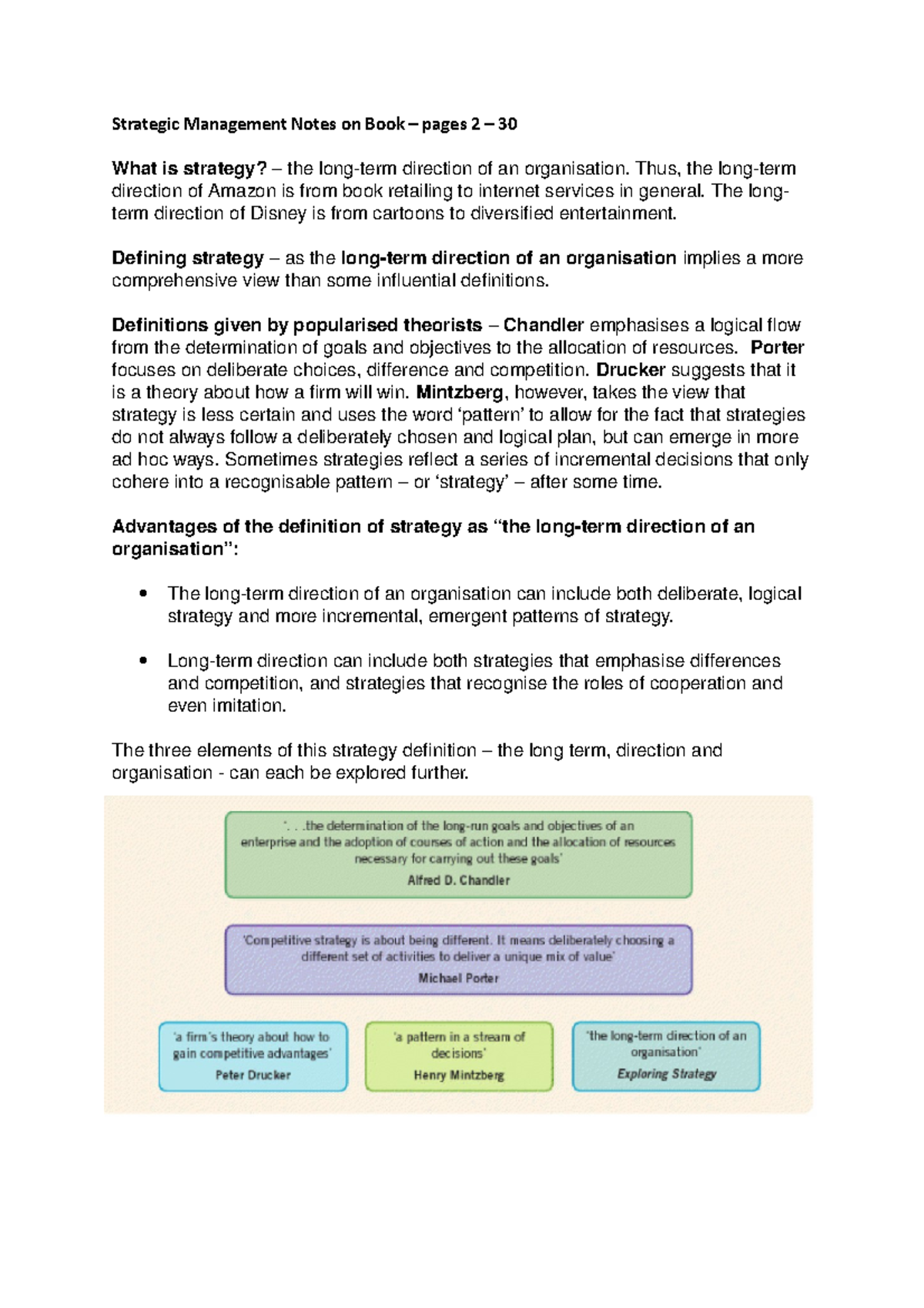 Strategic Management Notes on Book – pages 2 – 30 - Strategic ...