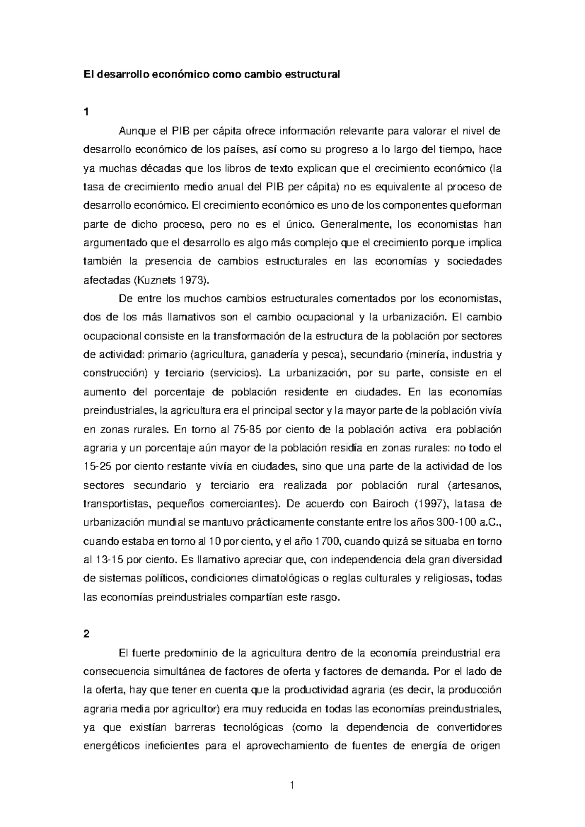 1. El desarrollo económico como cambio estructural - El desarrollo ...