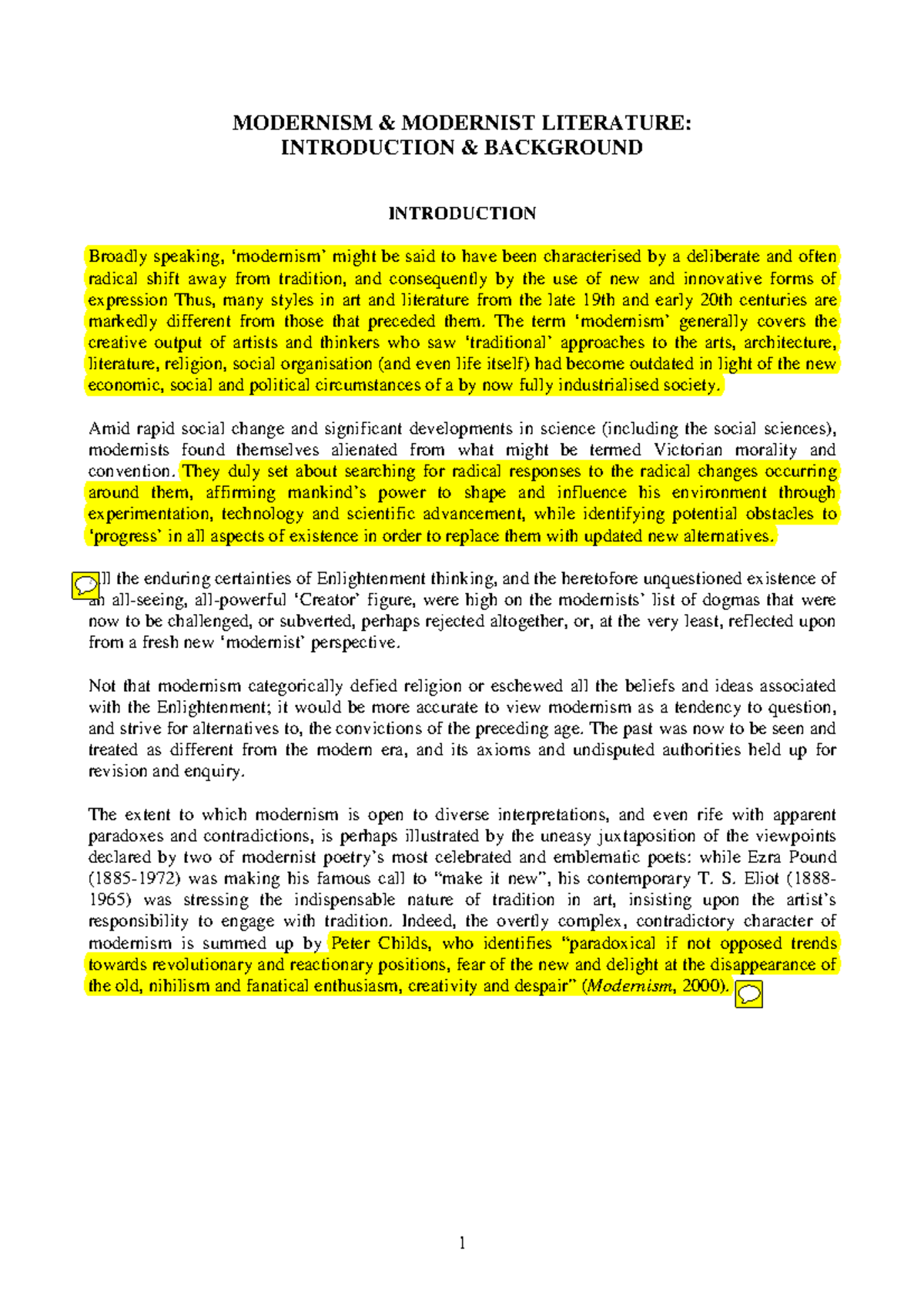 Modernism Background - MODERNISM & MODERNIST LITERATURE: INTRODUCTION ...