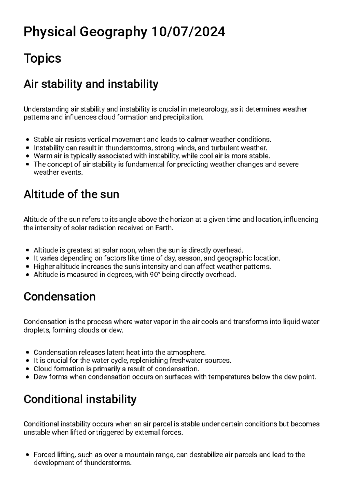 Physical Geography 10072024-Study Guide (1) climatology - Physical ...