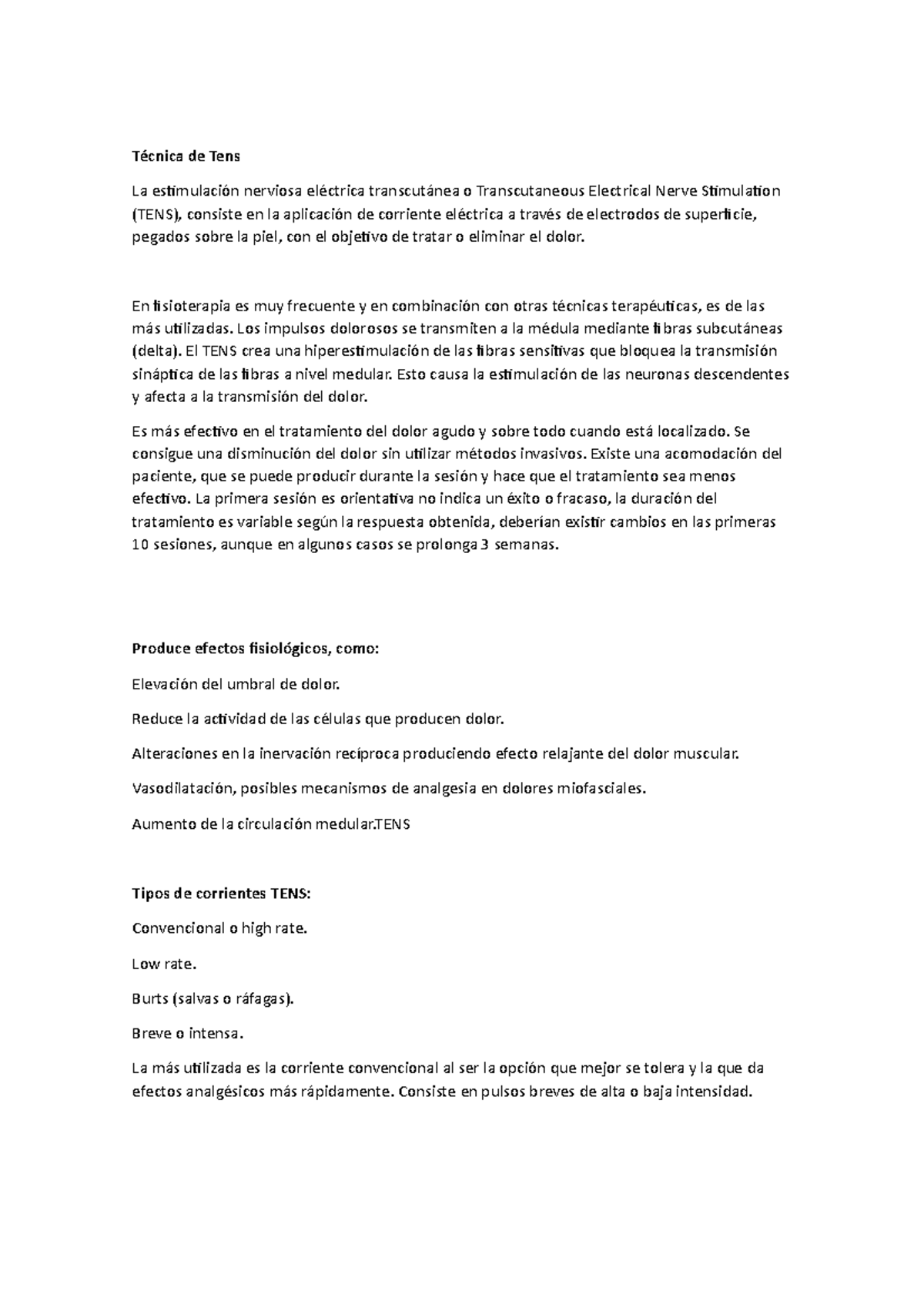 Técnica de Tens - uso de tens - Técnica de Tens La estimulación ...
