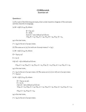 DCS Lecture 10 - Relations and Finite Automata - COMS 1016: Discrete Computational Structures ...
