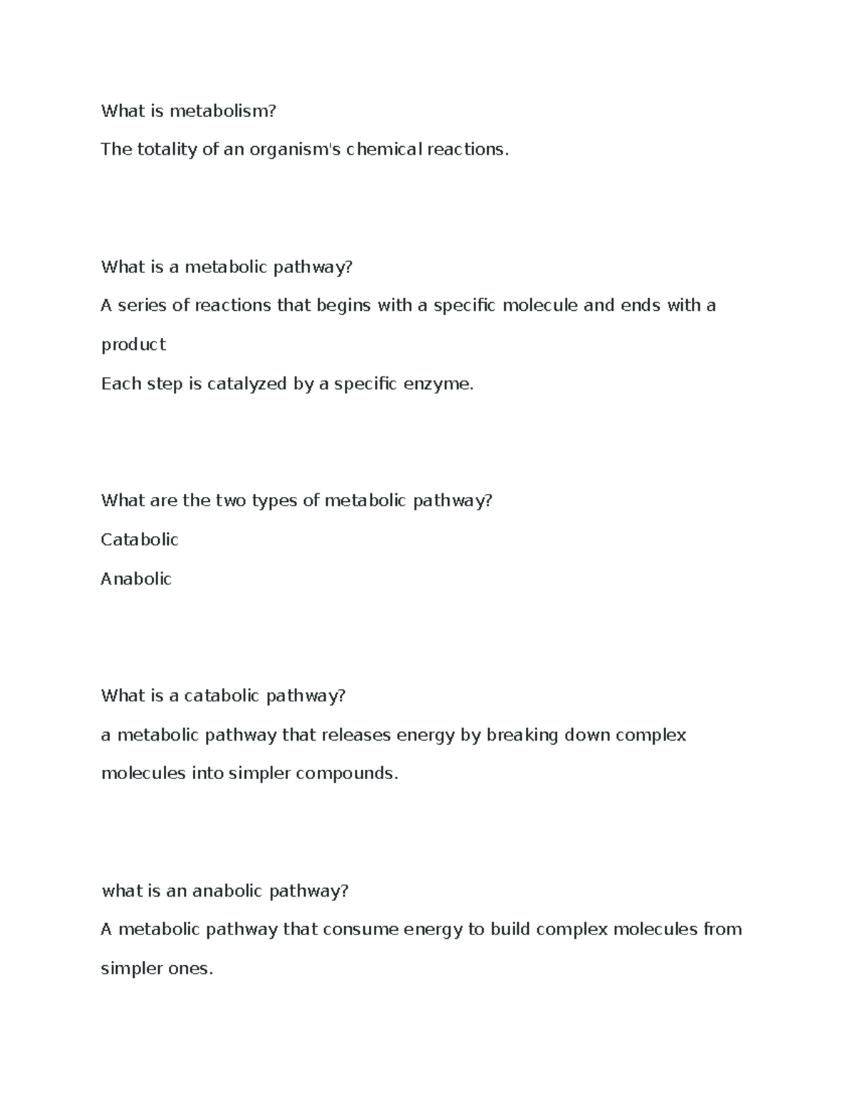 Metabolism quiz - What is metabolism? The totality of an organism's ...