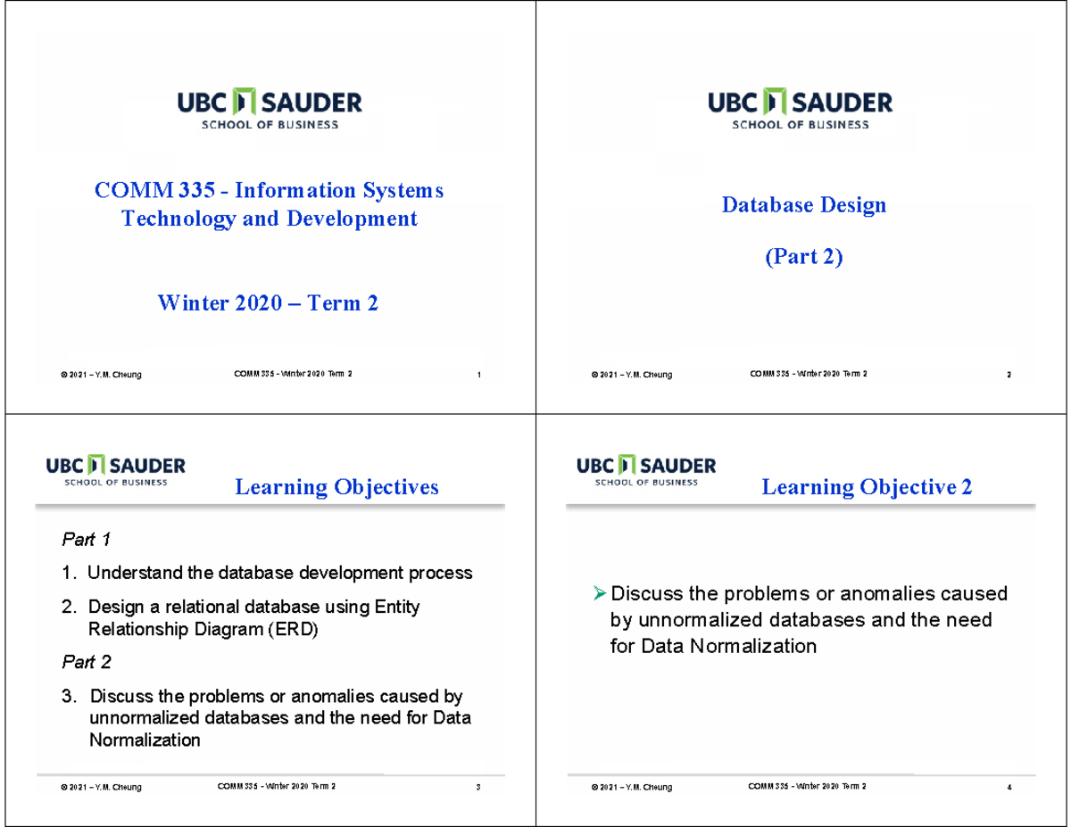 03 Database Design Part2 - COMM 335 - Information Systems Technology ...