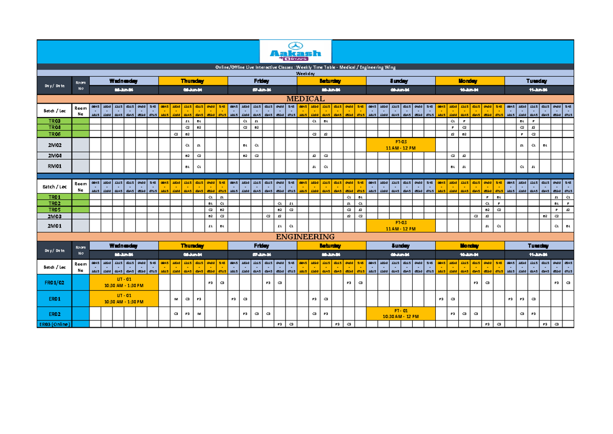 Amravati Time Table 05 June - 11 June , 2024-2 - Batch / Lec Room No 08 ...