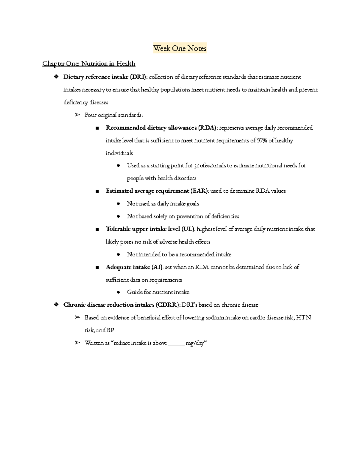 N225 Carbs, Proteins, Lipids - Week One Notes Chapter One: Nutrition in ...