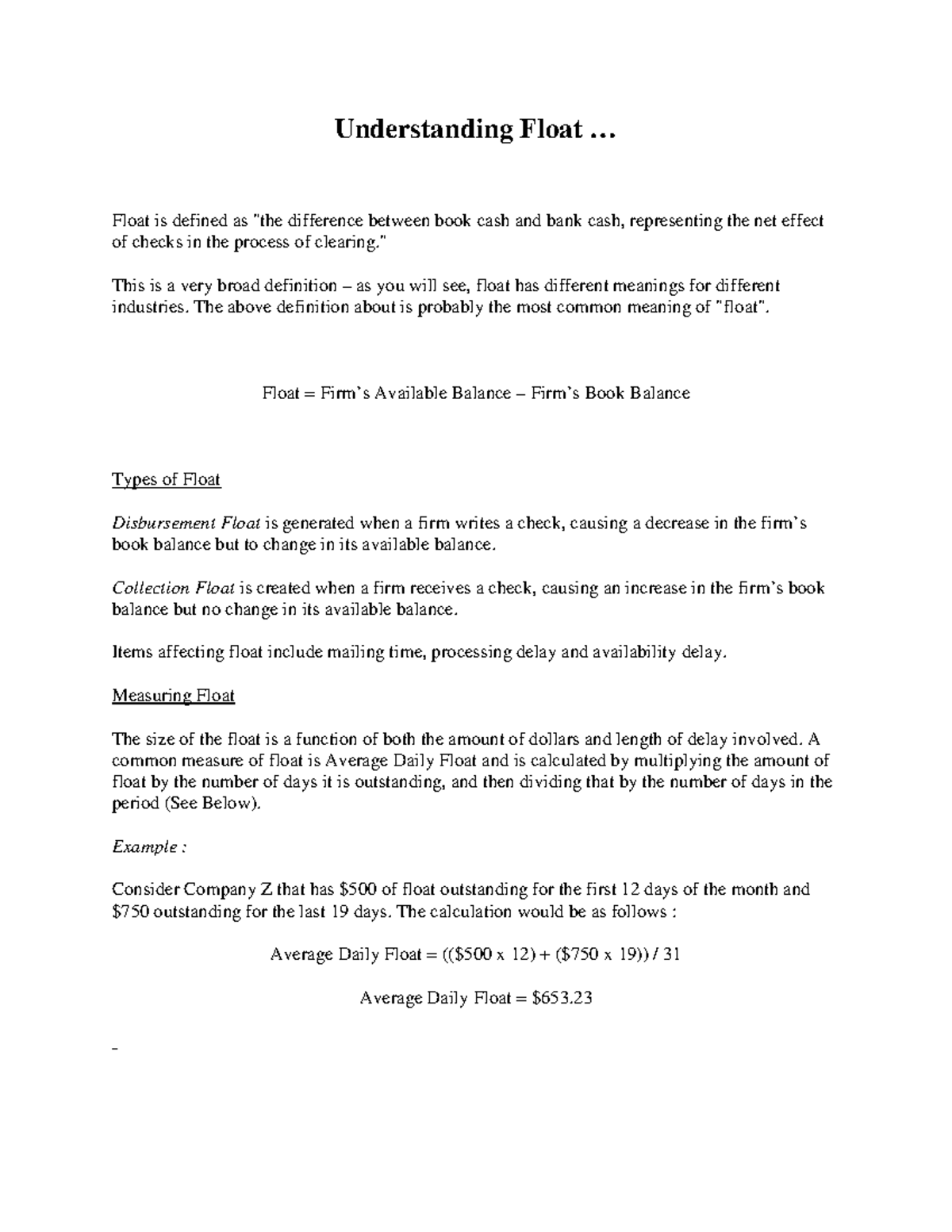 Float Aaa Understanding Float Float Is Defined As The