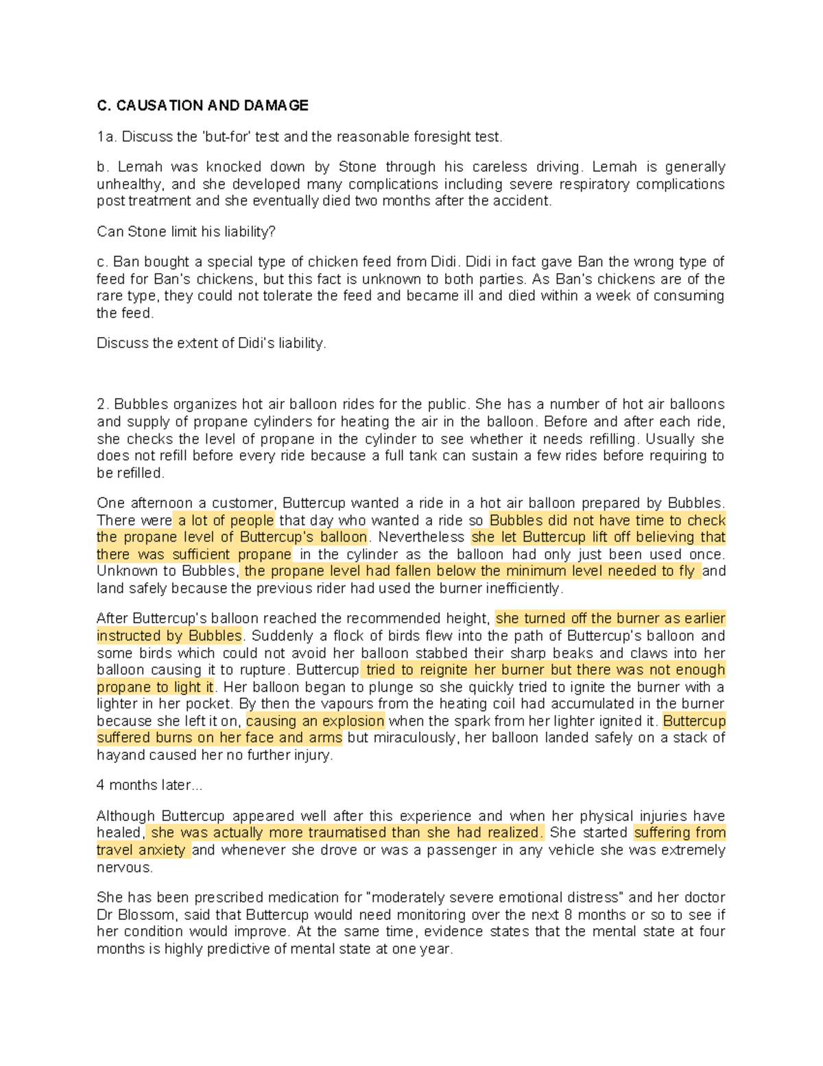 Tutorial 3 - Causation and Damage - C. CAUSATION AND DAMAGE 1a. Discuss ...