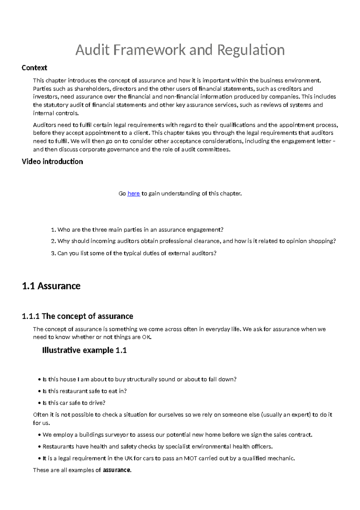 Audit Framework and Regulation - Audit Framework and Regulation Context ...