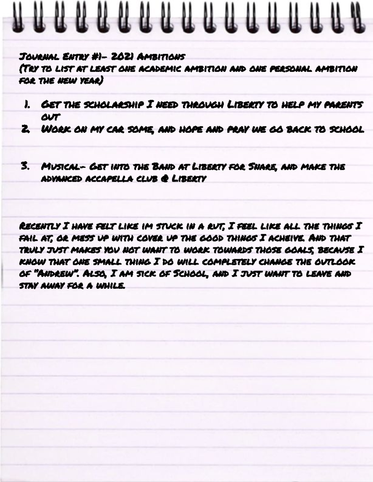 2021 Virtual Journal - It was work - Journal Entry # 1 - 2021 Ambitions ...