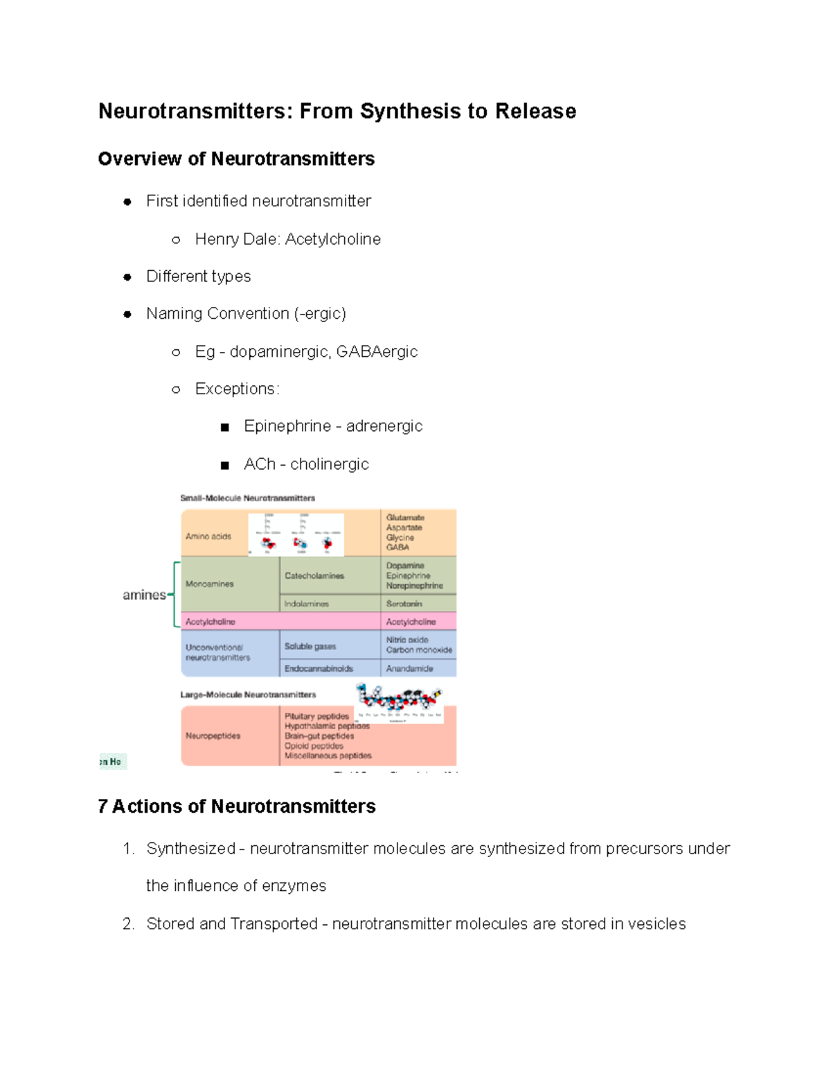 Lesson Four Neurotransmitters - Neurotransmitters: From Synthesis to ...