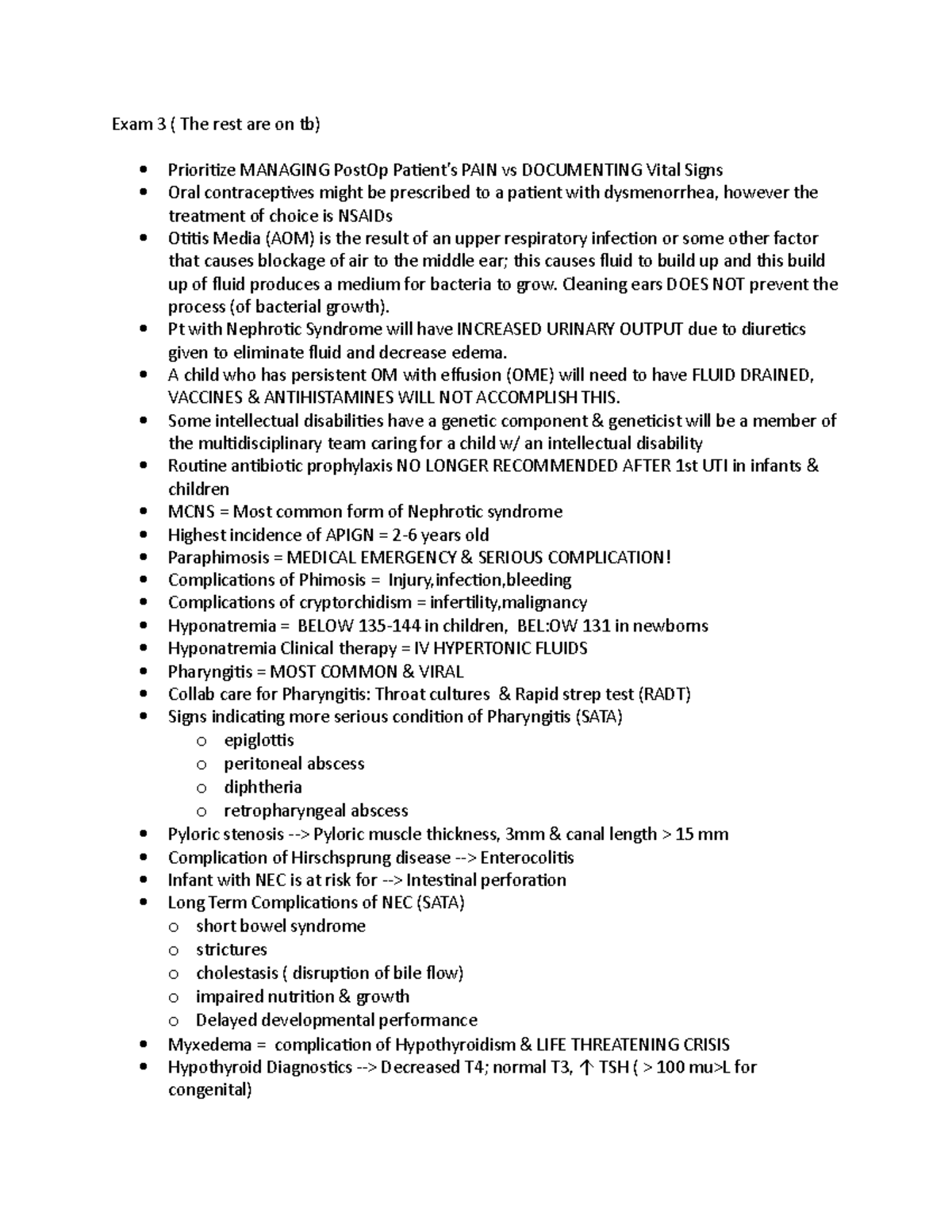 Exam 3 cheat sheet - Practice questions with rationales - Exam 3 ( The ...