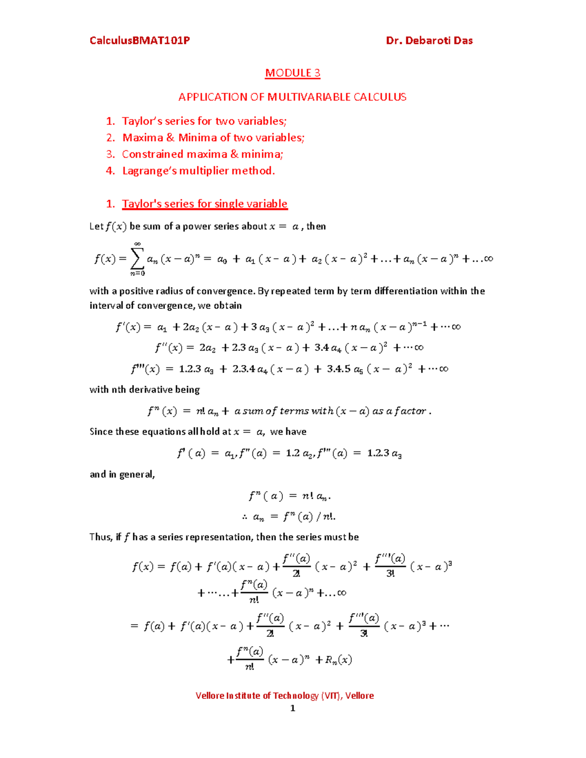 Fallsem 2022-23 BMAT101L TH VL2022230105572 Reference Material I 15-11-2022 Taylor's series for ...