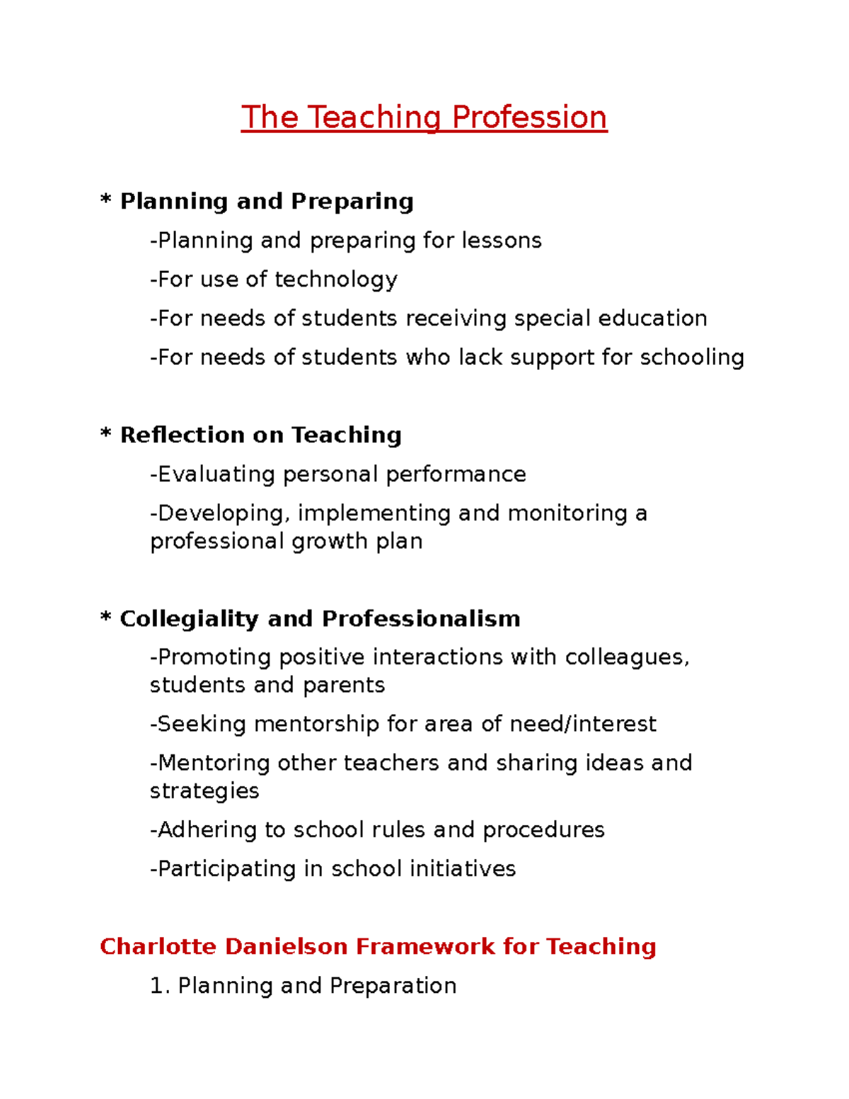 Charlotte Danielson Framework for Teaching 125326 - The Teaching ...