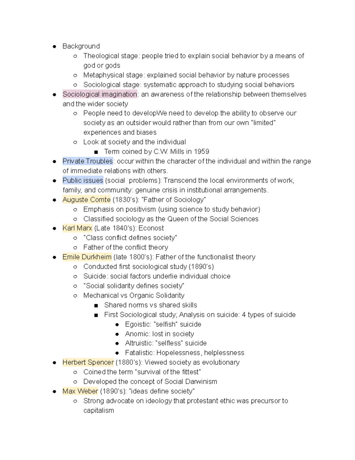 Sociology Notes pt. 2 - Background Theological stage: people tried to ...