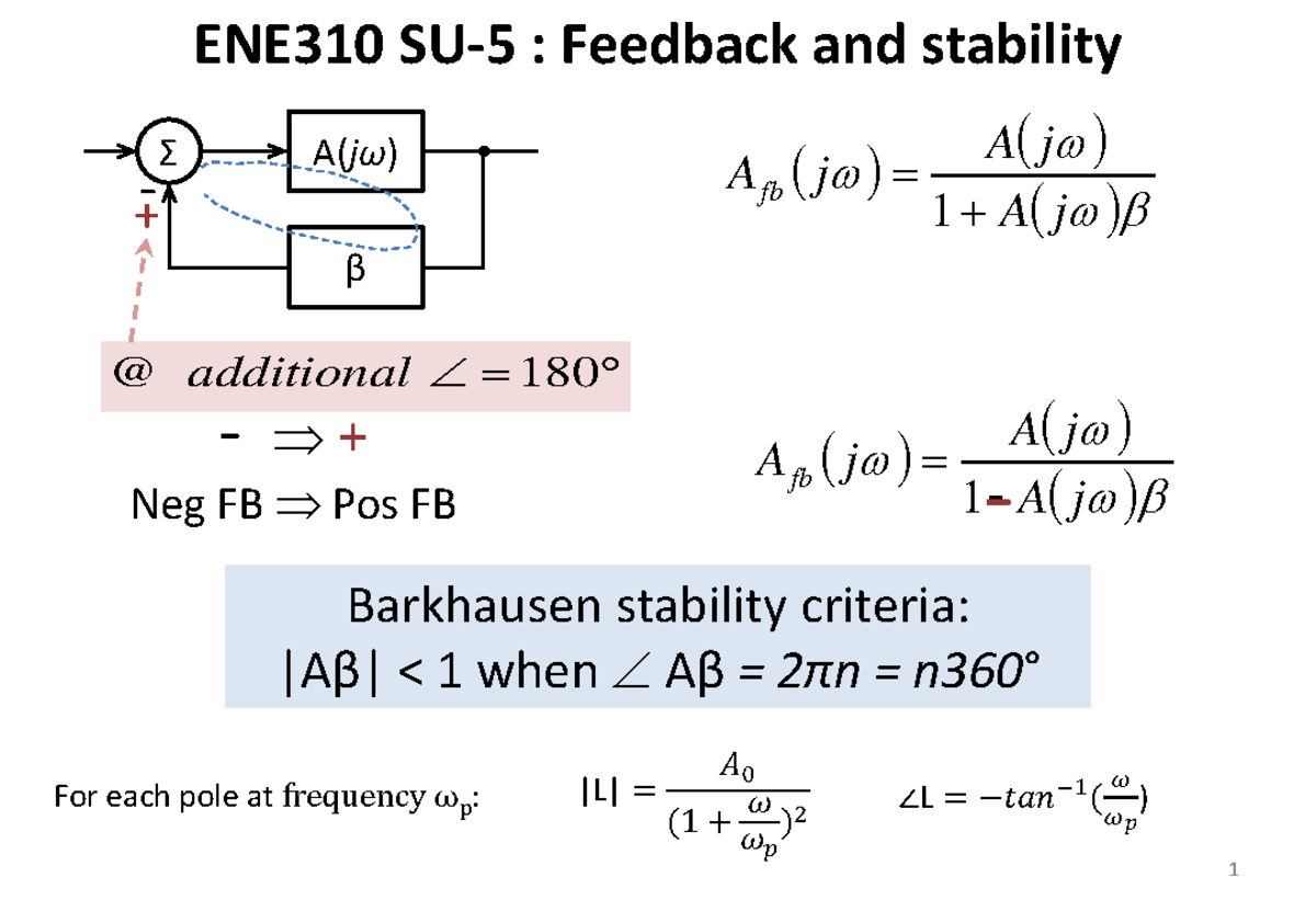 SU5 slides for 2024 - ENE310 SU-5 : Feedback and stability ...